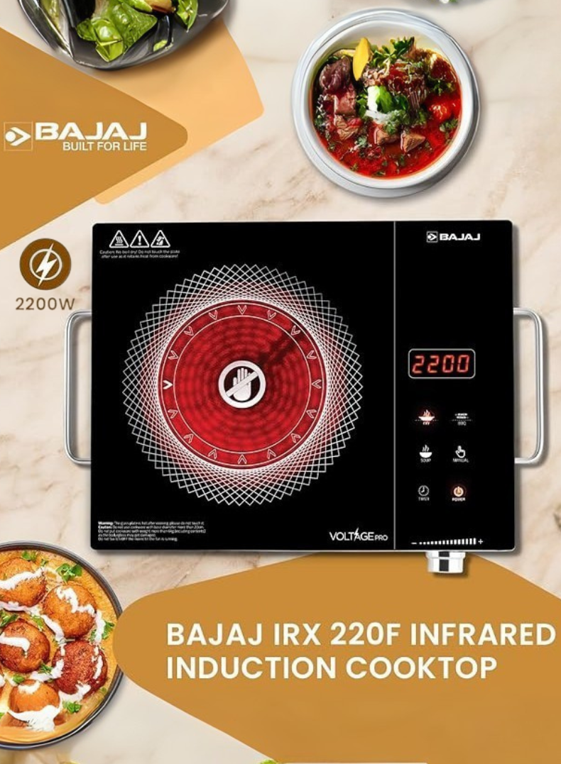 Bajaj IRX 220F Infrared Cooktop | 2200W High-Power Induction Alternati ...